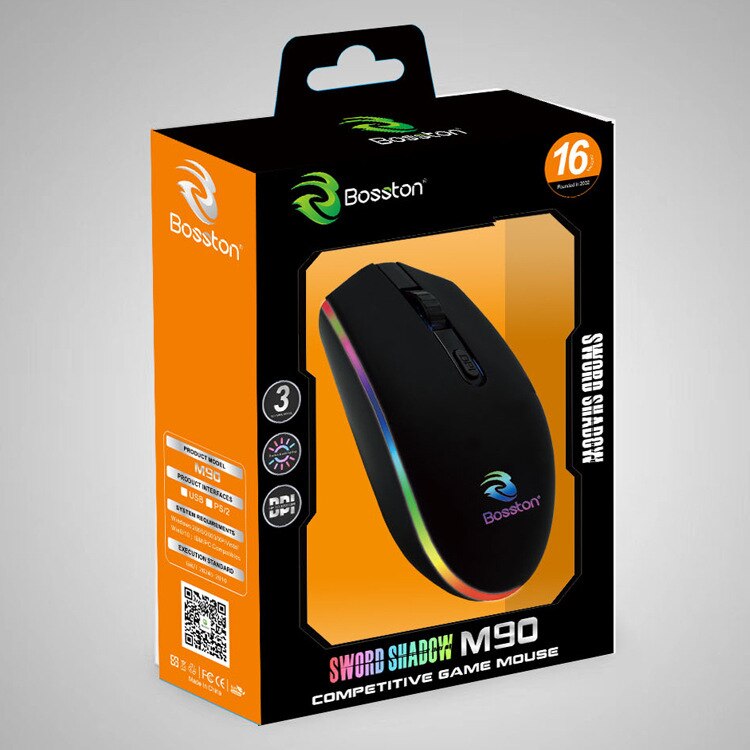 BOSSTON M90 Wired Computer Mouse with Horse Race Lamp Light for Deskto ...